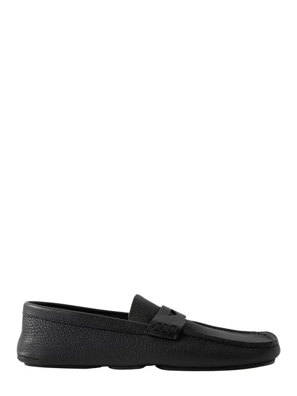 Khaite Billy Textured-leather Loafers - Black