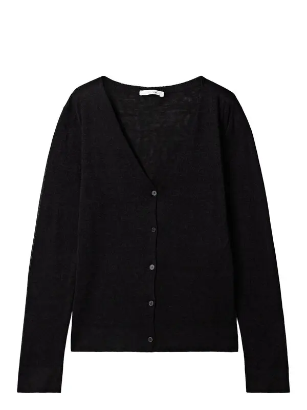 THE ROW Jheel Linen-blend Cardigan - Black