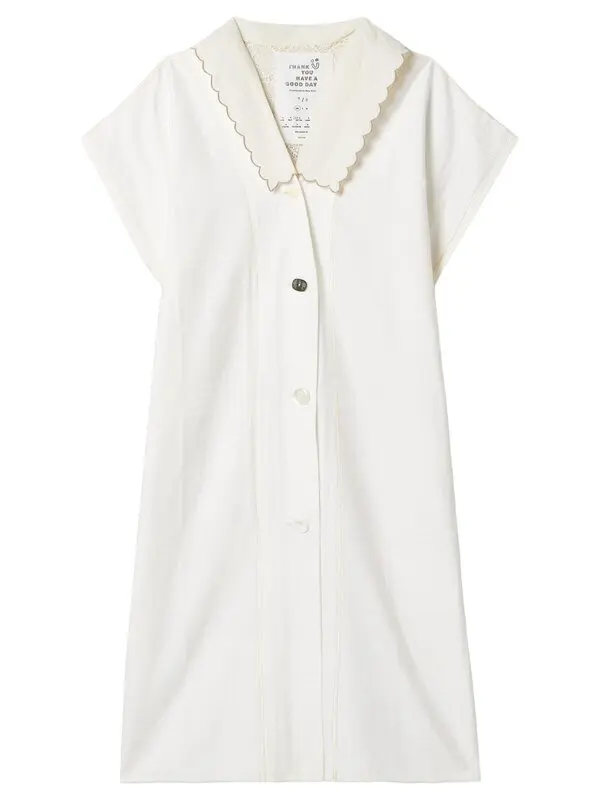 Thank You Have A Good Day Lace-trimmed Cotton Oxford And Twill Midi Shirt Dress - White