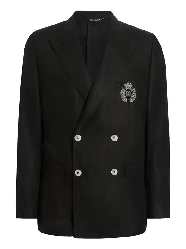 Dolce & Gabbana Monogram-badge Double-breasted Blazer - Black