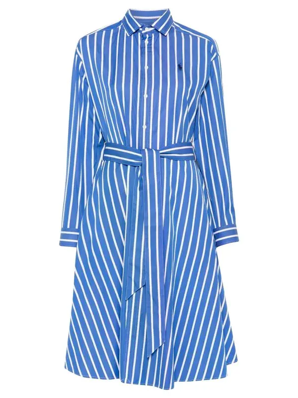 Polo Ralph Lauren Striped Midi Shirt Dress - Blue