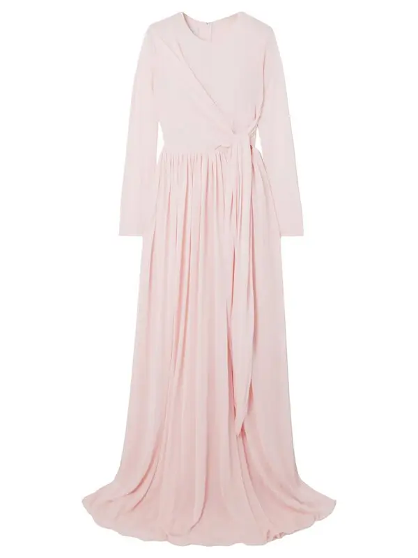 Giambattista Valli Tie-detailed Wrap-effect Jersey Gown - Pink