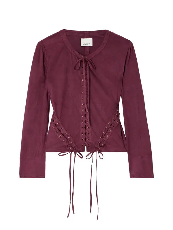 Isabel Marant Seatle Cropped Lace-up Top - Burgundy