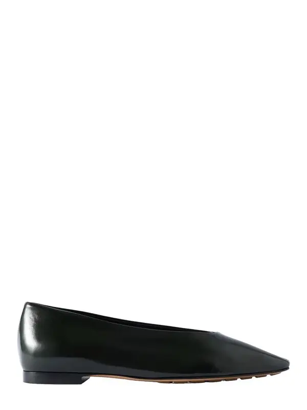 Bottega Veneta Sofia Glossed-leather Ballet Flats - Black