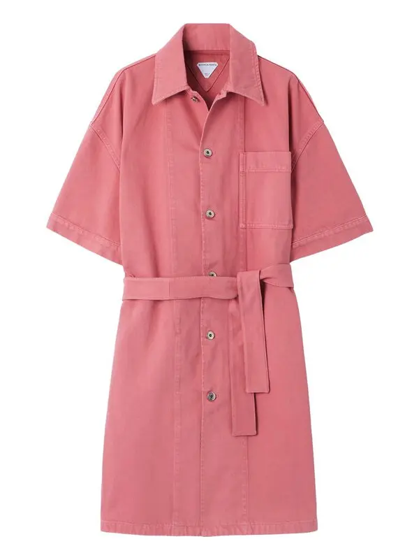 Bottega Veneta Oversized Denim Shirt Dress - Pink