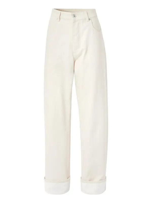 Bottega Veneta Appliquéd High-rise Wide-leg Jeans - Cream