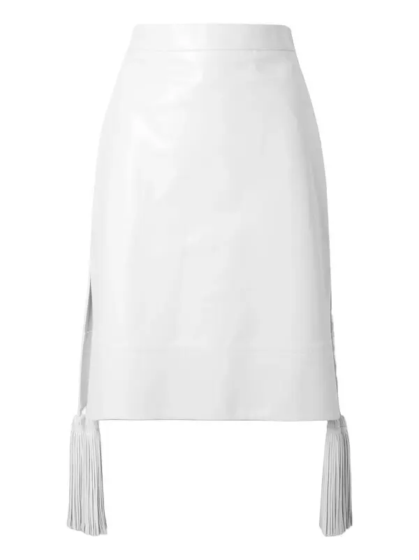 Bottega Veneta Glossed-leather Midi Skirt - White