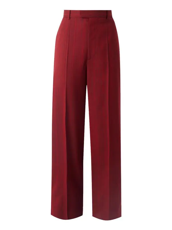 Bottega Veneta Striped Wool-blend Pants - Red