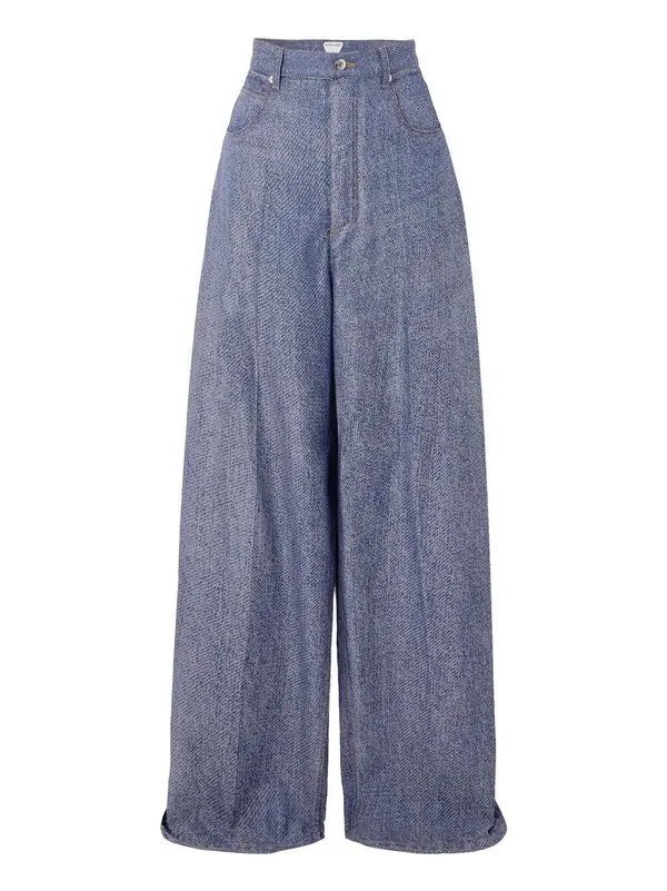 Bottega Veneta Wool And Cotton-blend Twill Wide-leg Trousers - Blue