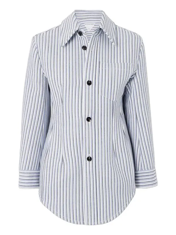 Bottega Veneta Striped Woven Shirt Jacket - Blue