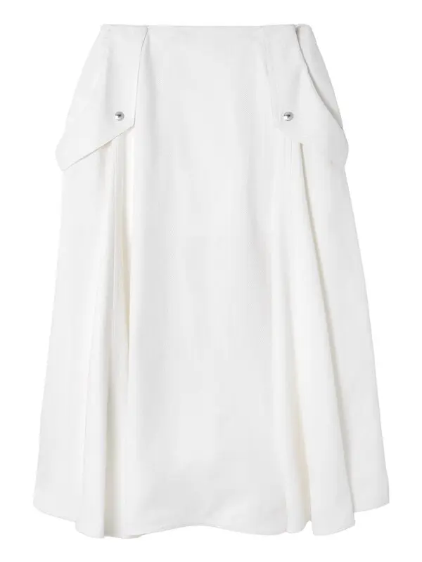 Bottega Veneta Pleated Twill Midi Skirt - Neutrals