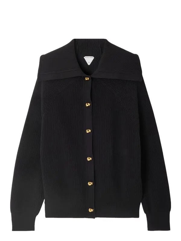 Bottega Veneta Ribbed Cotton Cardigan - Black
