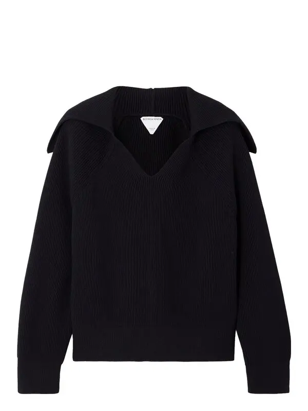 Bottega Veneta Ribbed Cotton-blend Sweater - Black