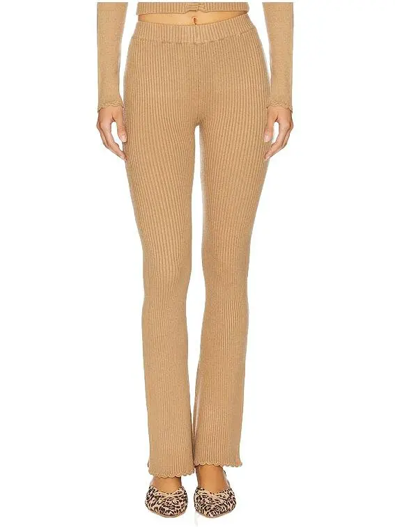 Frankies Bikinis X Bella Hadid Texas Ribbed Knit Pant - Tan