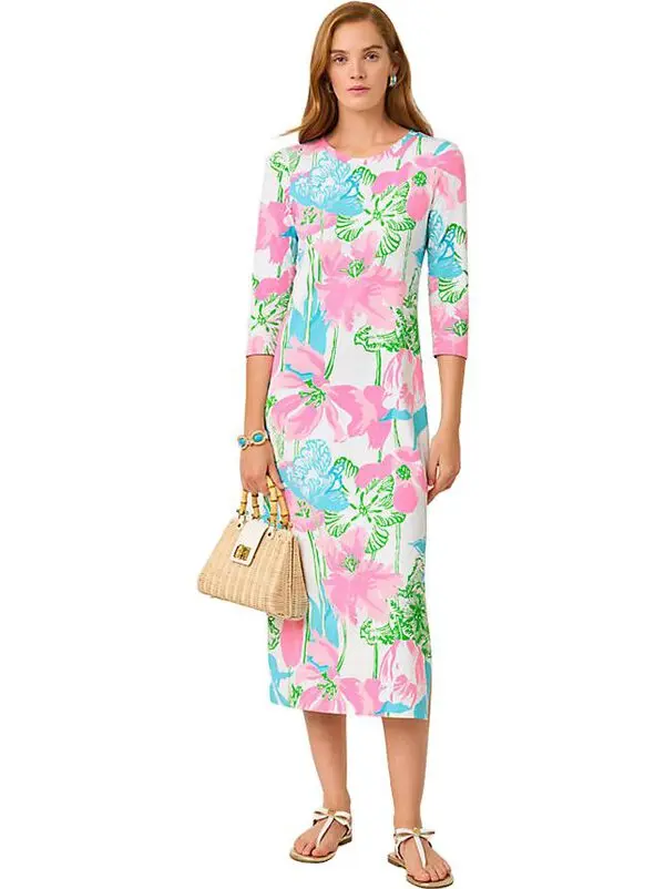 LILLY PULITZER Upf 50+ Deena Dress - Resort White Oversized Viney Liney