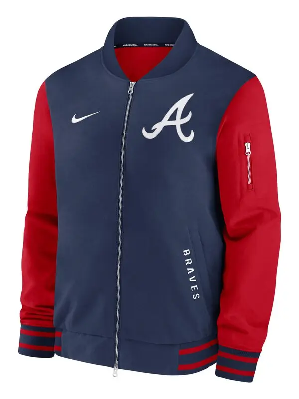 Nike Atlanta Braves Authentic Collection Dugout Mlb Full-zip Bomber Jacket - Blue