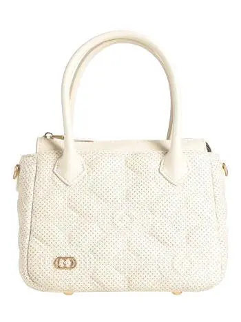 LA CARRIE Leather Tote With Logo Print - Ivory