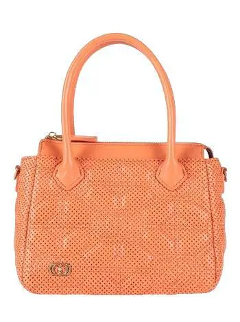 LA CARRIE Leather Tote With Logo Print - Orange