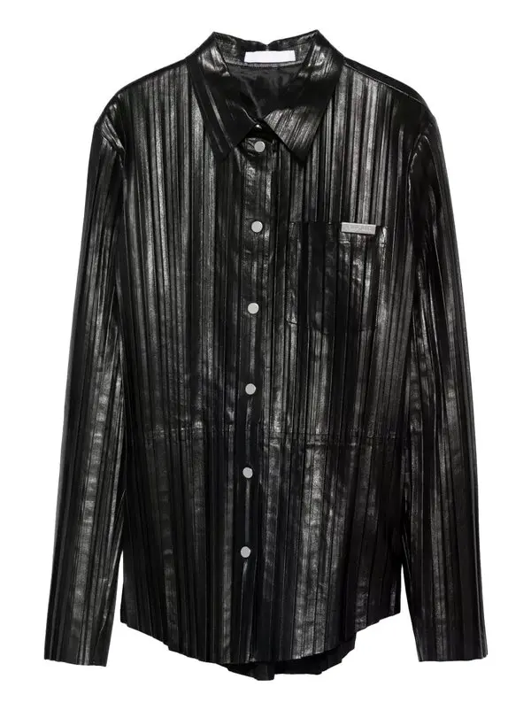 Helmut Lang Pleated Leather Shirt - Black