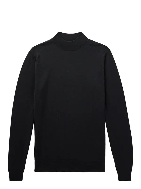 John Smedley Slim-fit Merino Wool Mock-neck Sweater - Black