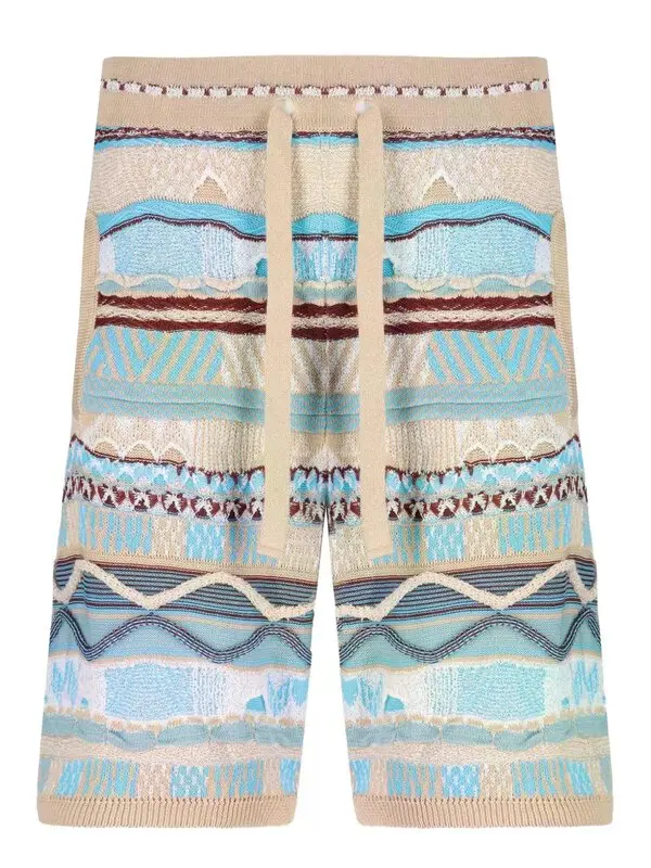 LANEUS Woven Striped Shorts - Blue