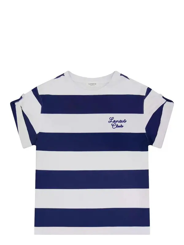 LANEUS Stripped T-shirt - Blue
