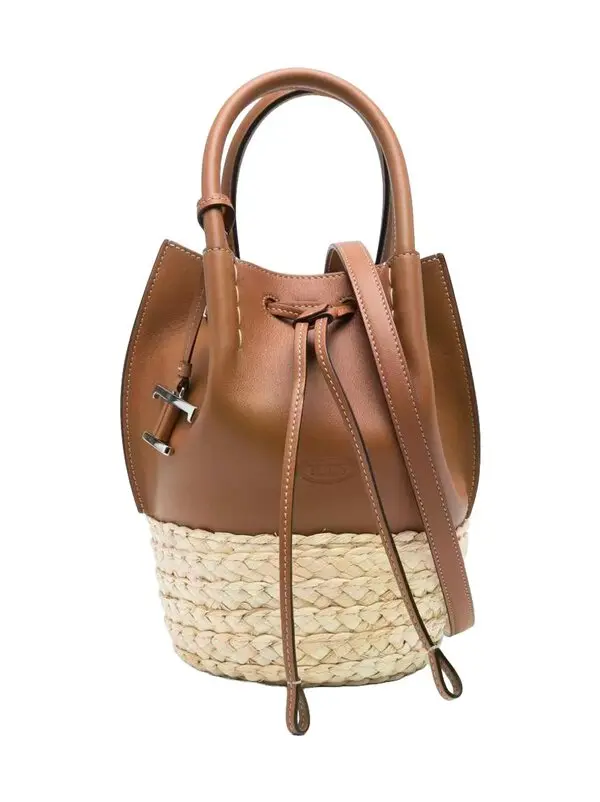 TOD'S T Timeless Logo Bucket Bag - Brown