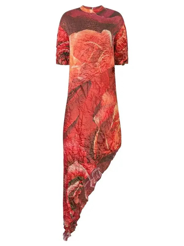 Roberto Cavalli Floral-print Asymmetric Dress - Red