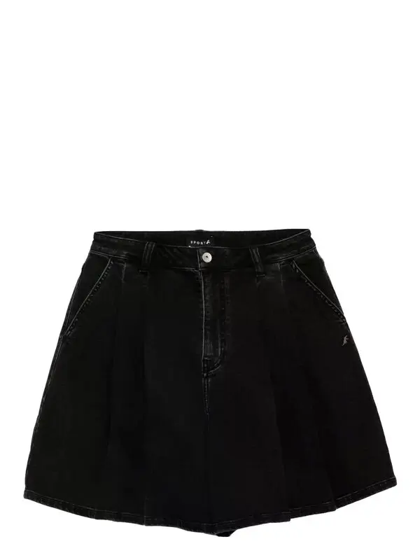 SPORT B. BY AGNÈS B. Pleated Denim Shorts - Black