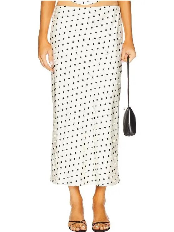 RUNAWAY THE LABEL Karlita Midi Skirt - White Polka