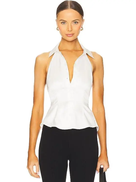 MORE TO COME Lisseth Open Back Top - White