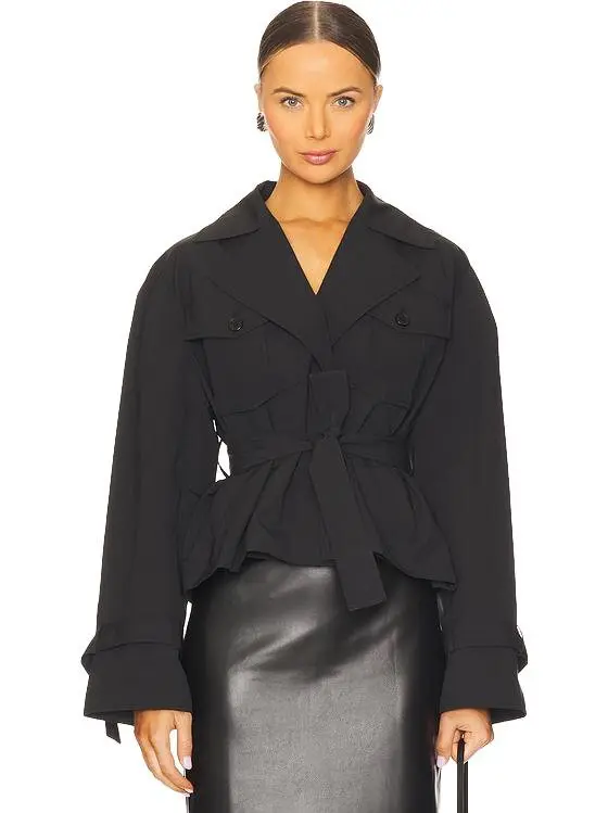 LAMARQUE Quinn Cropped Trenchcoat - Black