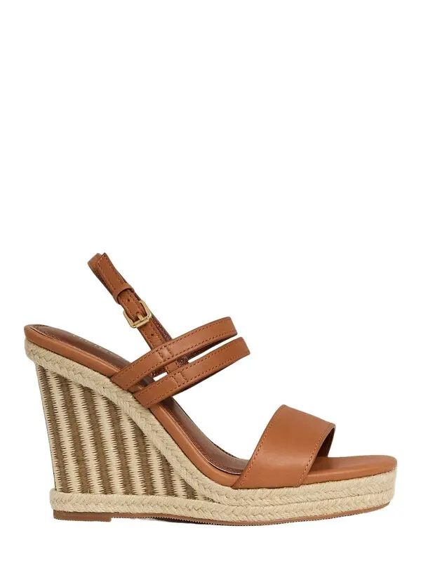 REISS Hailey Raffia Wedge Heeled Sandals - Neutral