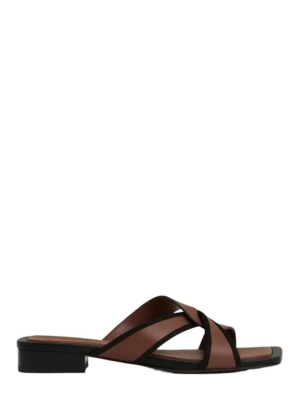 REISS Clara Leather Link-strap Sandals - Tan