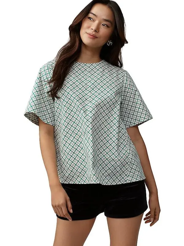 Maeve The Emmy Short-sleeve Blouse - Green Pattern