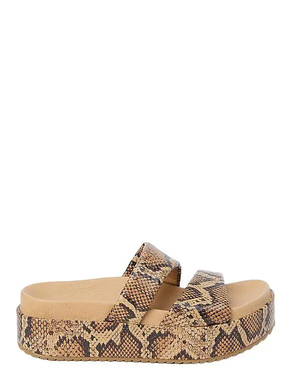 Matisse Blae Platform Slide Sandals - Brown Pattern