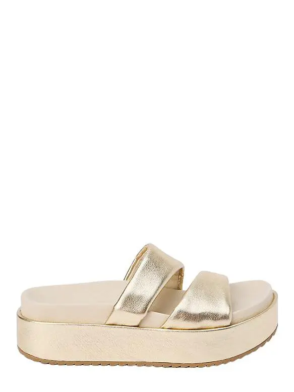 Matisse Blae Platform Slide Sandals - Gold