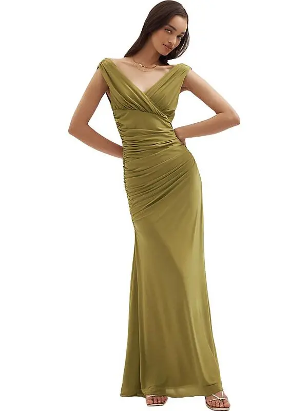 Ronny Kobo Sophia V-neck Ruched Maxi Dress - Willow
