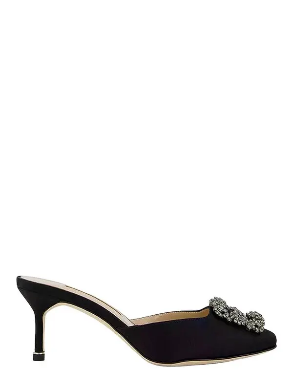 Manolo Blahnik 50mm Hangisimu Mules - Black