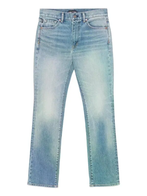 TOM FORD Logo Patch Tapered Jeans - Blue