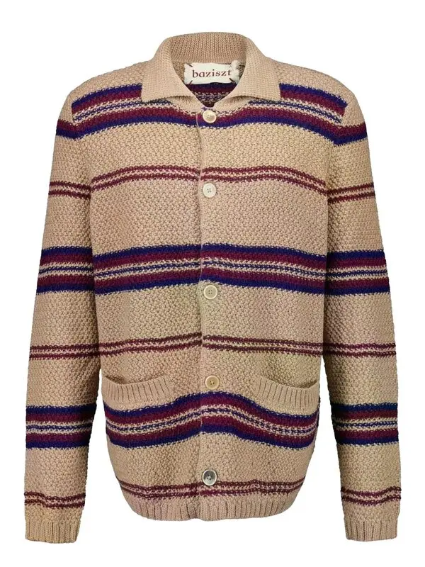 BAZISZT Striped Cardigan - Neutrals