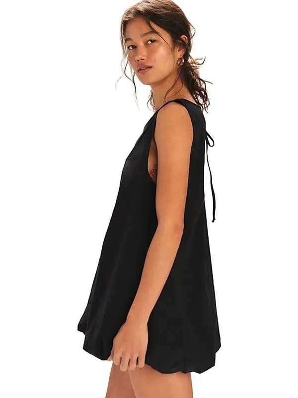 Free People Struttin' Bubble Mini Dress - Black