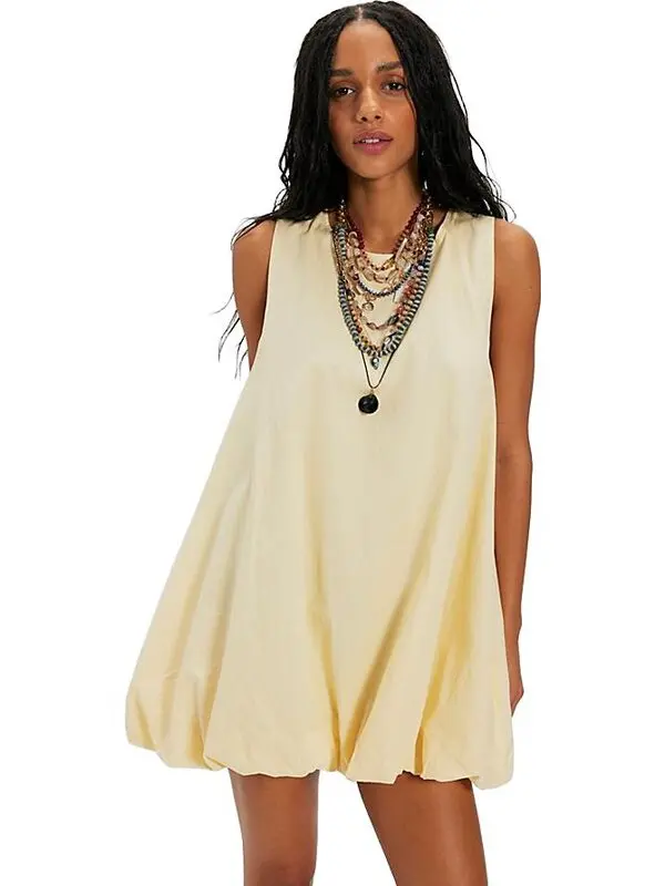 Free People Struttin' Bubble Mini Dress - Buttermilk Yellow