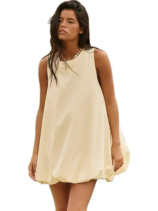 Free People Struttin' Bubble Mini Dress - Buttermilk Yellow