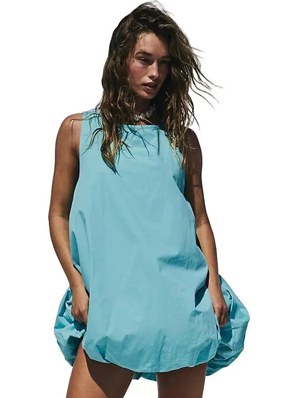 Free People Struttin' Bubble Mini Dress - Waterfall Mist