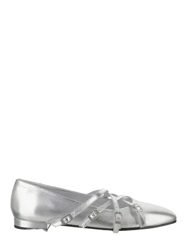 CAREL Leather Ballerina Shoes - Silver
