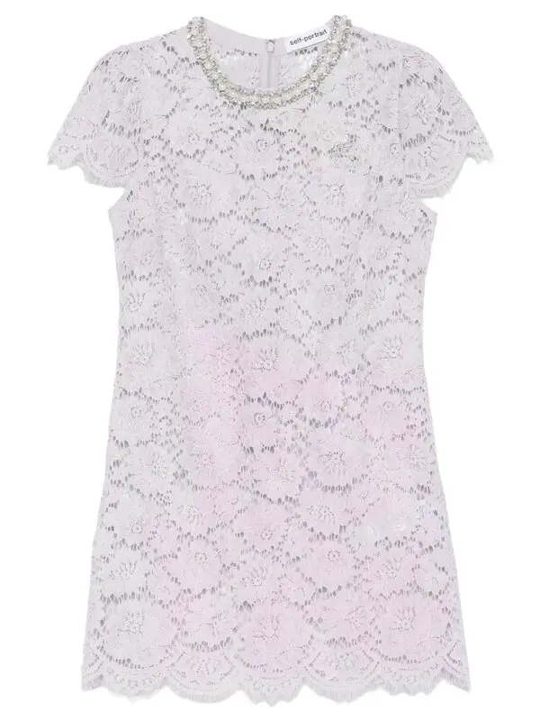 SELF-PORTRAIT Lace Mini Dress - Purple