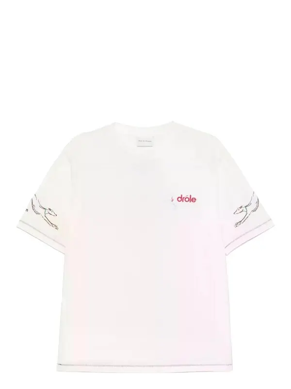 Drole De Monsieur Logo-embroidered T-shirt - White
