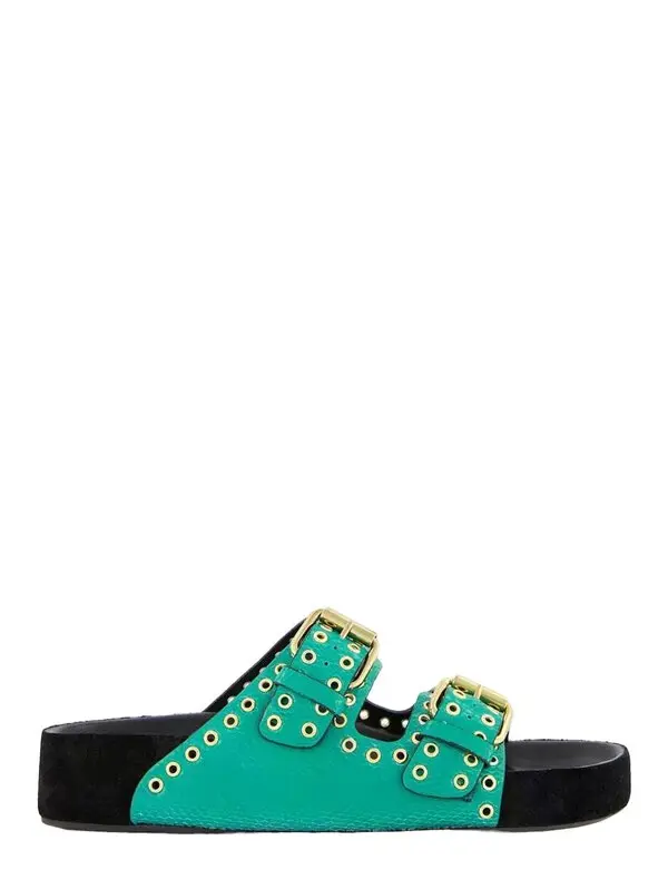 Isabel Marant Étoile Leather Slides - Green