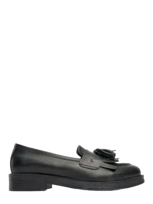 FOREVER & ALWAYS SHOES Milly Tassel Loafer - Black Leather